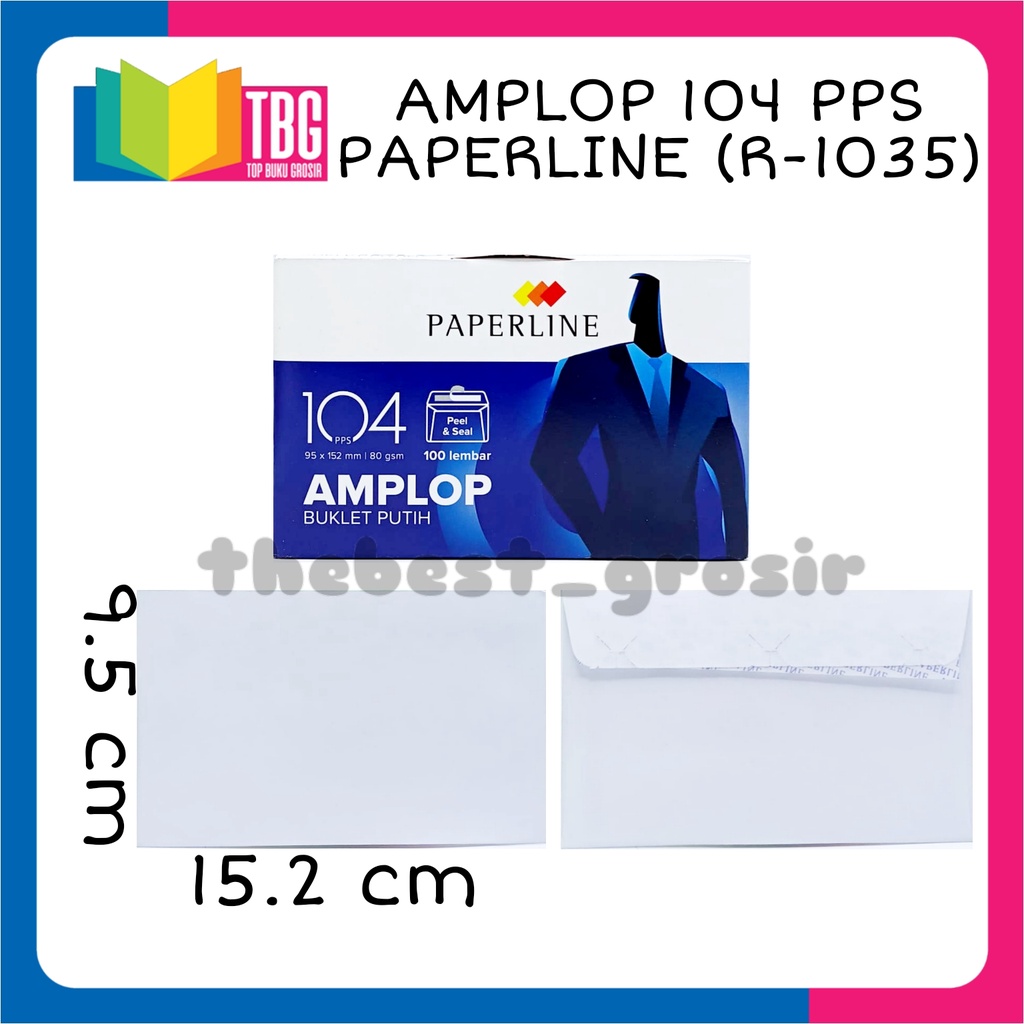 Jual 1 PACK (100 LEMBAR) AMPLOP PUTIH POLOS 104 PPS PAPERLINE / AMPLOP PUTIH TANGGUNG PAPERLINE ...