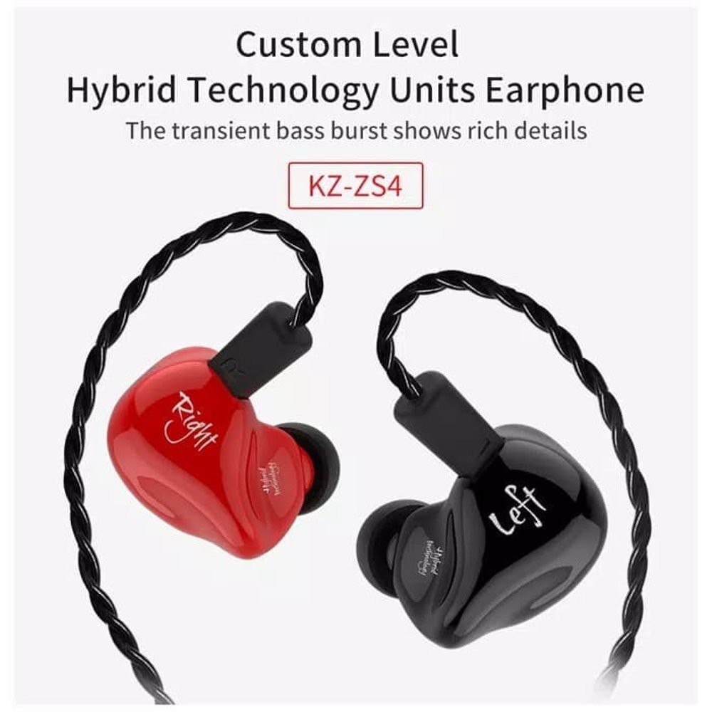 Jual Knowledge Zenith KZ-ZS4 Earphone With Mic Powerfull Dynamic Bass ...