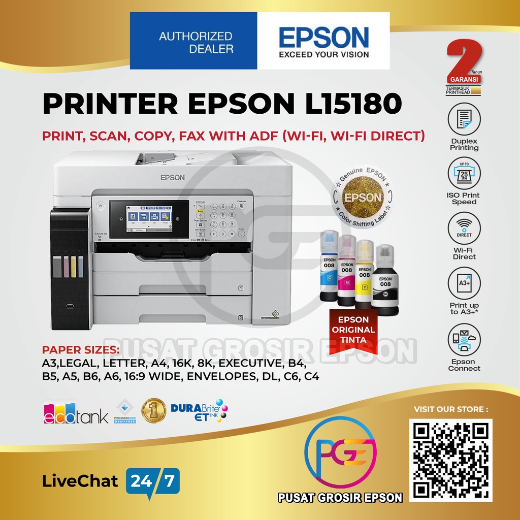 Jual Epson EcoTank L15180 A3 WiFi Duplex All-in-One GARANSI RESMI EPSON ...