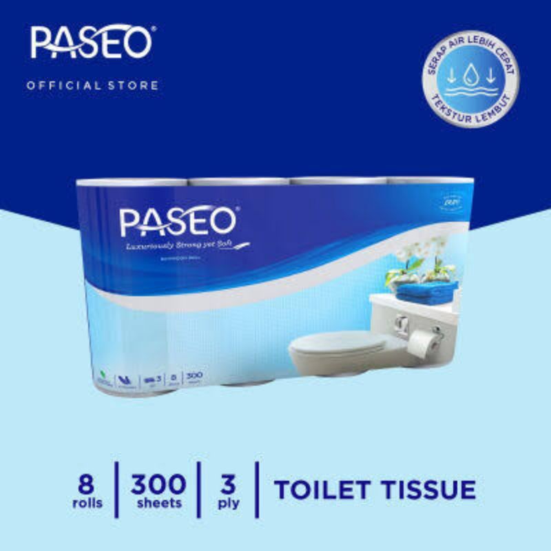 Jual Toilet Tissue Paseo Bathroom Roll Extra Soft 300 sheets 3 Ply x 8 Roll | Shopee Indonesia