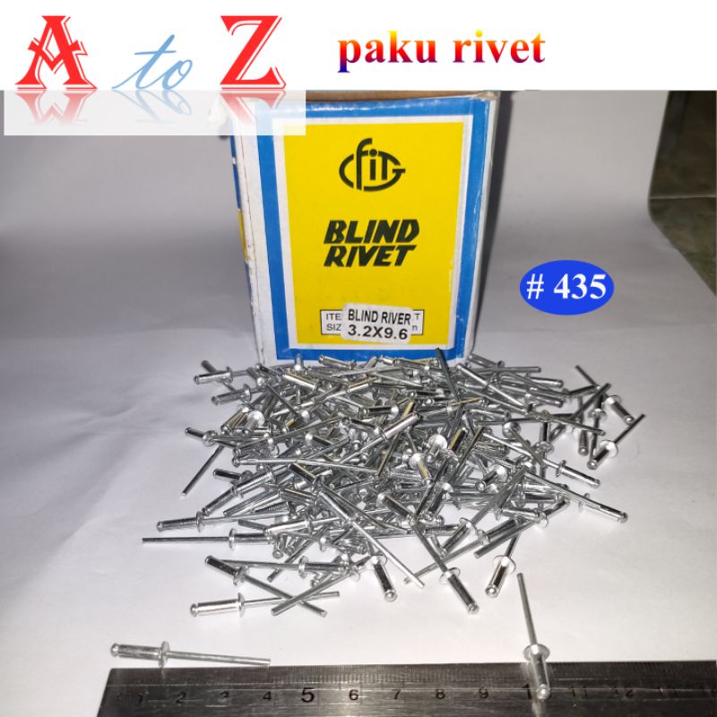 Jual paku rivet 3,2 x 9,6mm (1kotak) FIT/blind rivet 435 FIT/livet ...