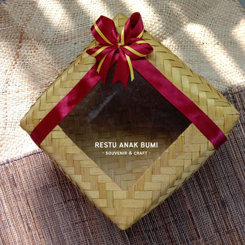 Jual Besek Bambu Warna Kuning Pita Mika|Food Box|Wadah Sokase Hampers ...