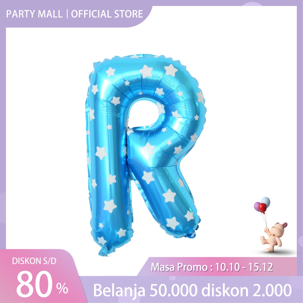 Jual Balon Foil Huruf Biru 16 Inch 40cm Abjad Alphabet A-Z Balon Foil ...