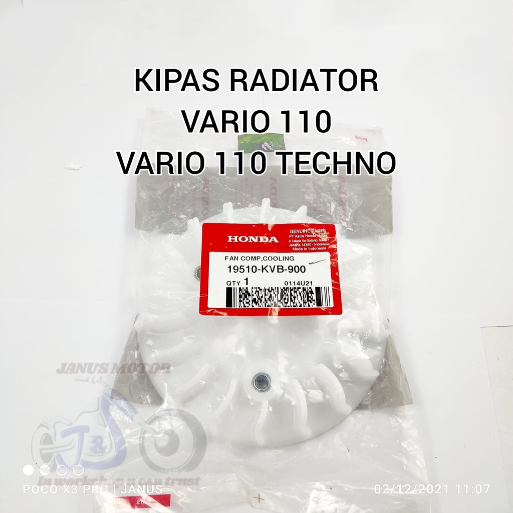 Jual KIPAS RADIATOR VARIO 110 KARBU TECHNO ORIGINAL AHM HONDA ORI ASLI ...