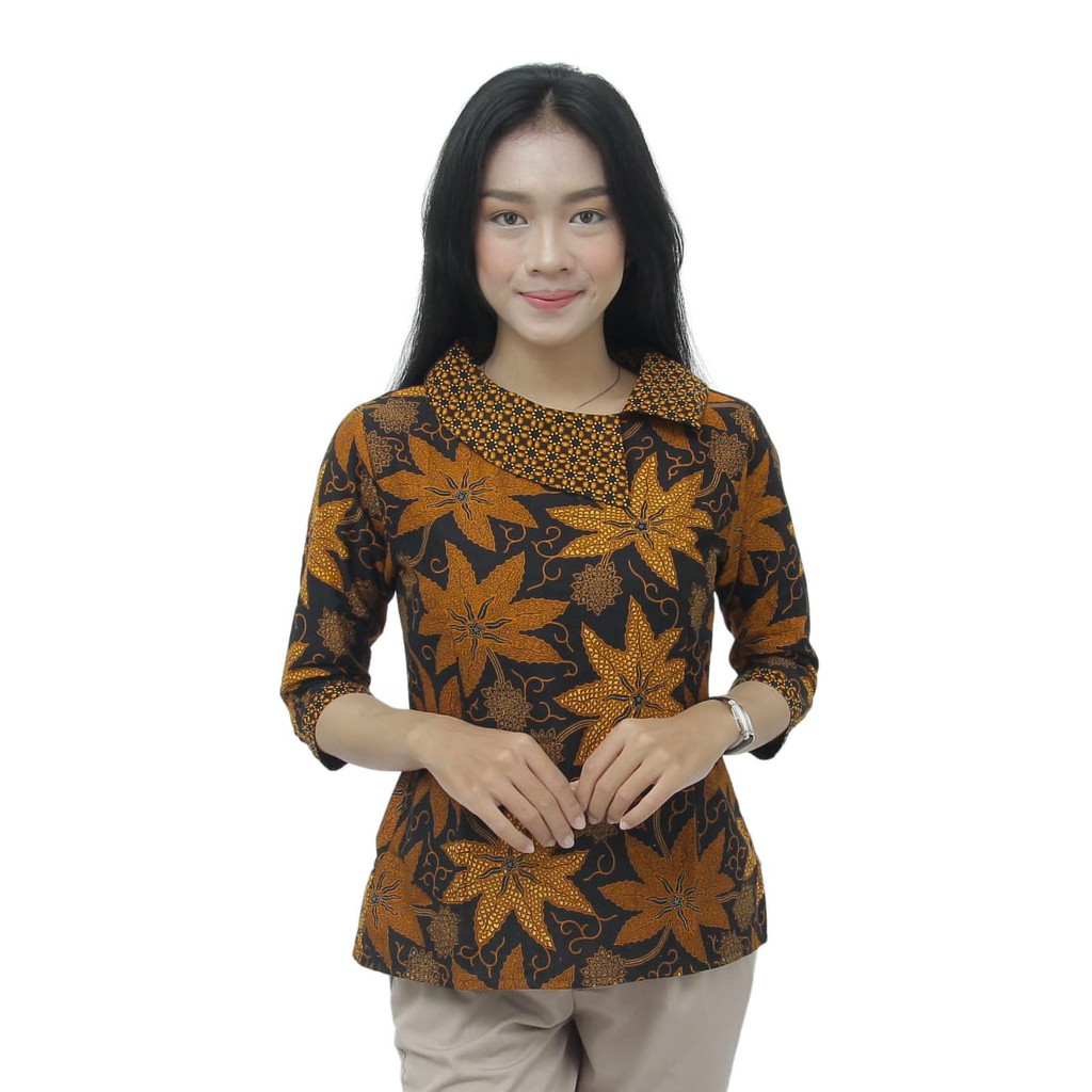 Jual Batik Wanita Atasan Blouse Modern Model Kerah Besar Batik Kerja Wanita | Shopee Indonesia