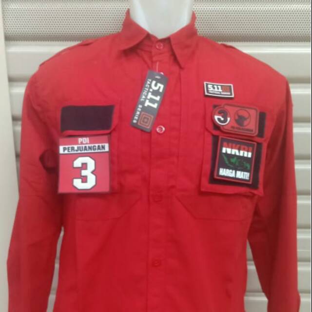 Jual KEMEJA TAKTIKAL PDIP LENGAN PANJANG MERAH | Shopee Indonesia