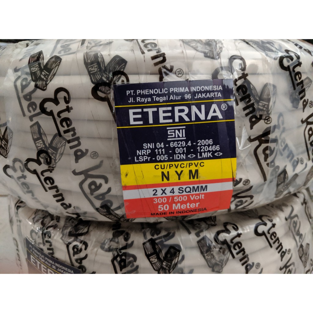 Jual Kabel Eterna NYM 2x4 mm2 50 meter / 2 x 4 sqmm 50 m roll | Shopee Indonesia