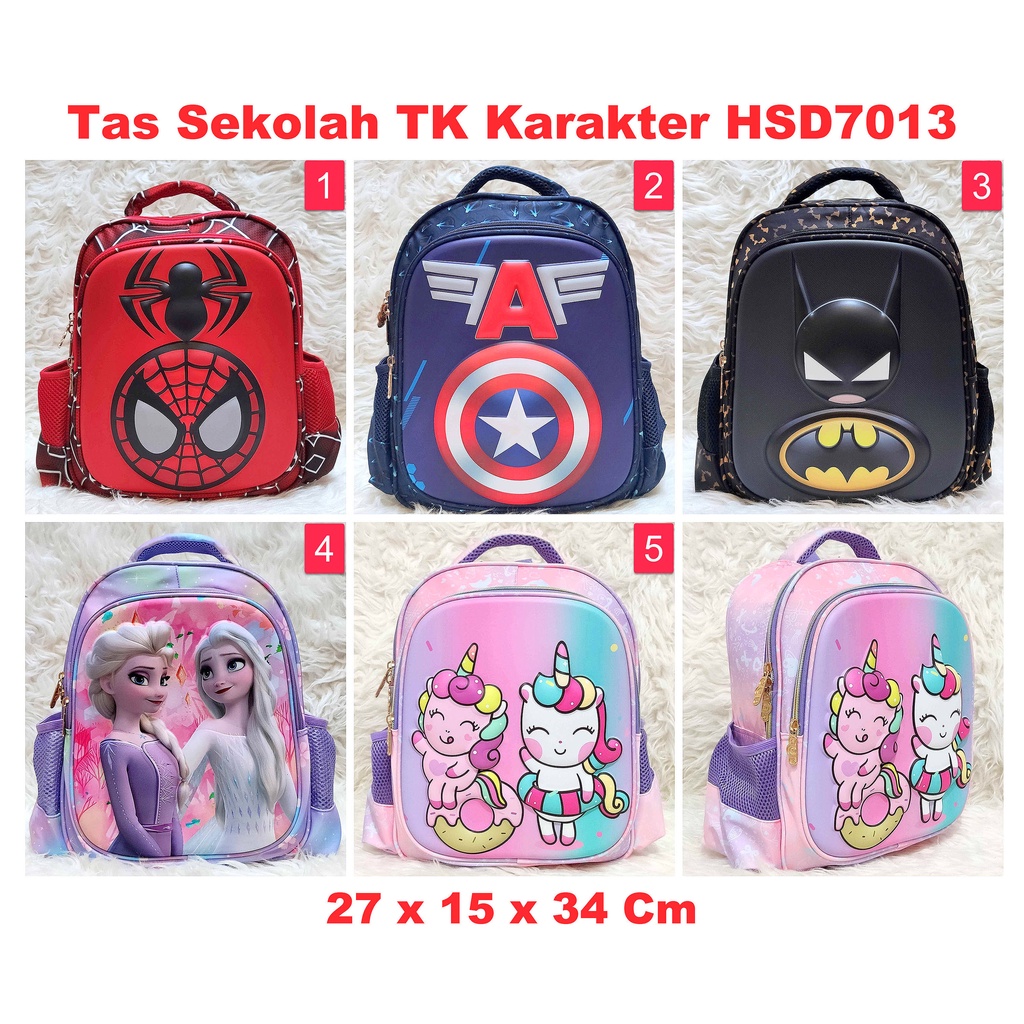 Jual Tas Ransel Sekolah Anak TK Karakter Spiderman Frozen Unicorn ...