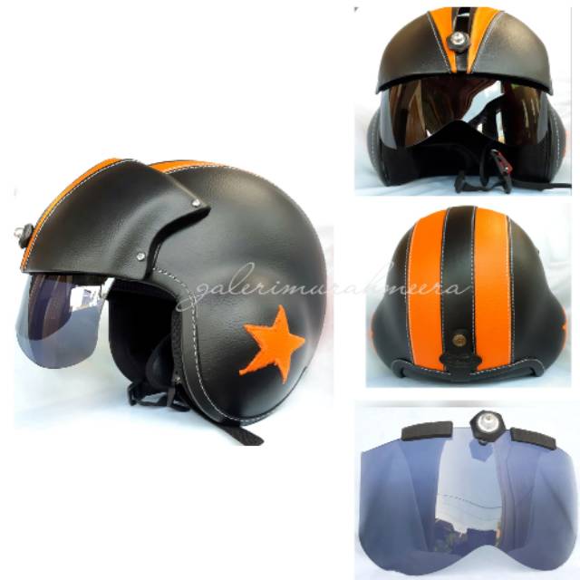 Jual Helm pilot visor retro ( Barang READY) | Shopee Indonesia