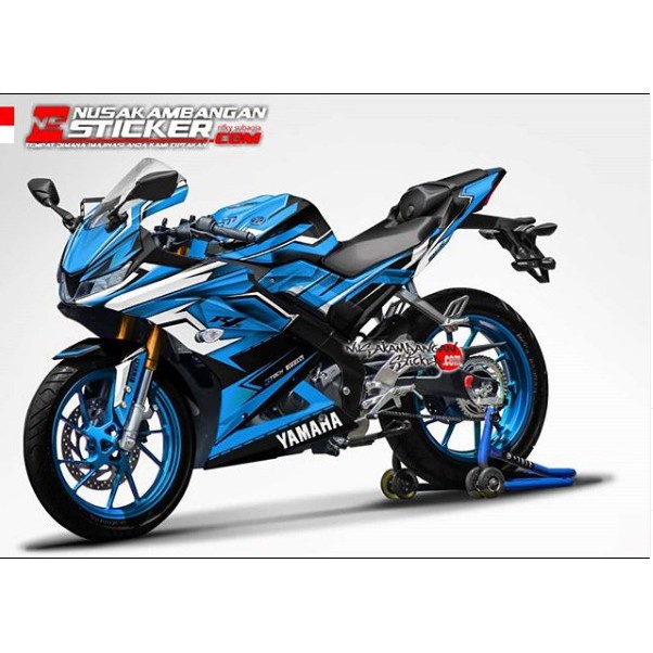 Jual Decal Stiker R15 V3 Biru Muda Grafis Putih | Shopee Indonesia