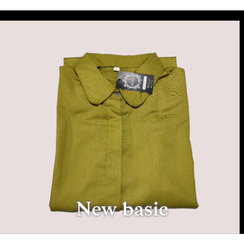 Jual kemeja basic polos toyobo kerah bulat ld 100-110cm / kemeja toyobo ...