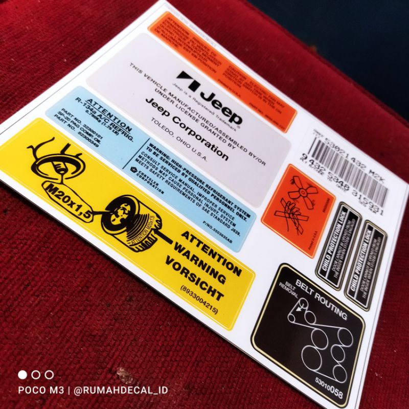 Jual Stiker Warning Detail Jeep Cherooke | Shopee Indonesia