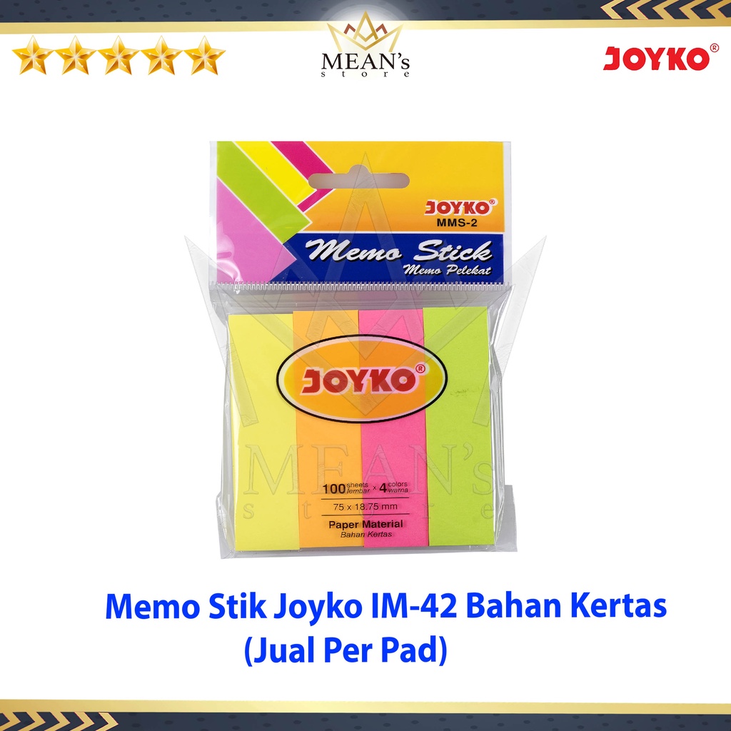 Jual Memo Stick Joyko MMS-2 Kertas / Sticky Note Joyko MMS 2/ Memo ...