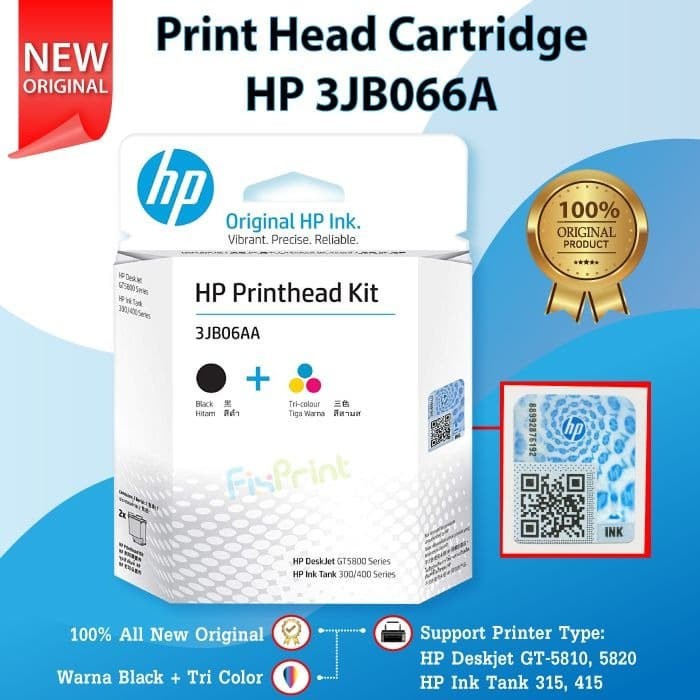 Jual Print Head Cartridge 3JB06AA HP Ink Tank Printhead Kit Gt51 GT52 Printer 115 310 315 415 ...