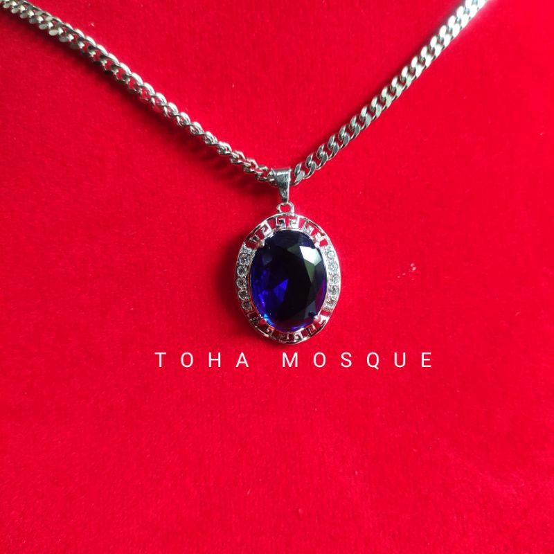 Jual Kalung liontin blue sapphire bahan titanium (S) | Shopee Indonesia