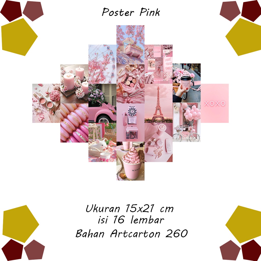 Jual Poster Dinding Aesthetic I Poster Kamar Aesthetic Pink series isi ...