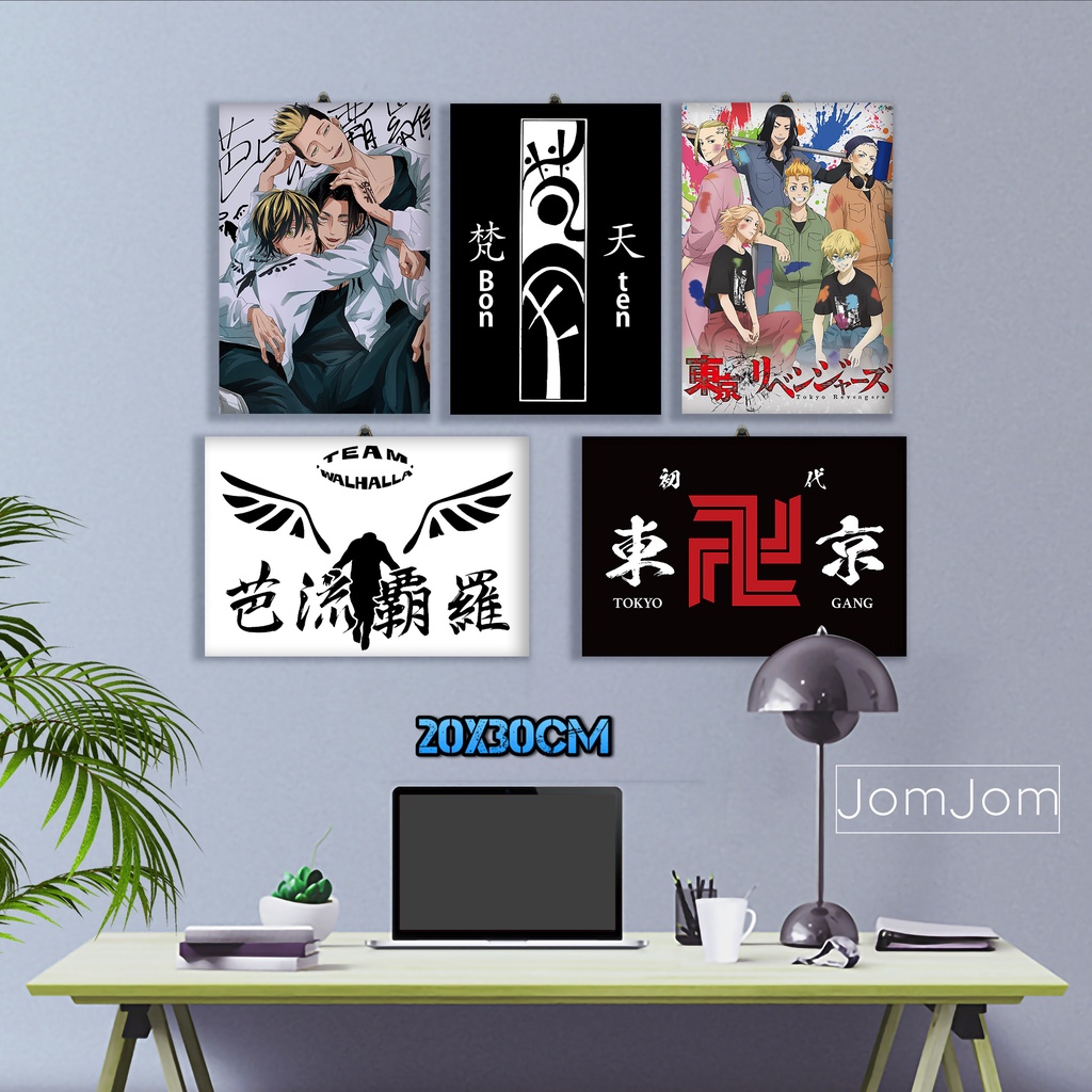 Jual Poster bingkai Kayu Bendera Logo Geng Tokyo Revengers Toman ...