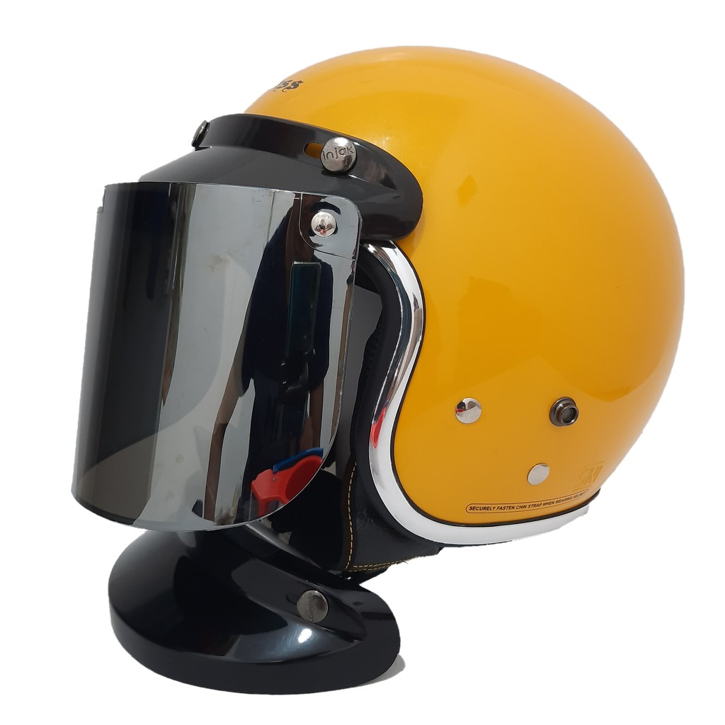 Jual Helm Cargloss Retro Kuning Gloss List Croom | Shopee Indonesia