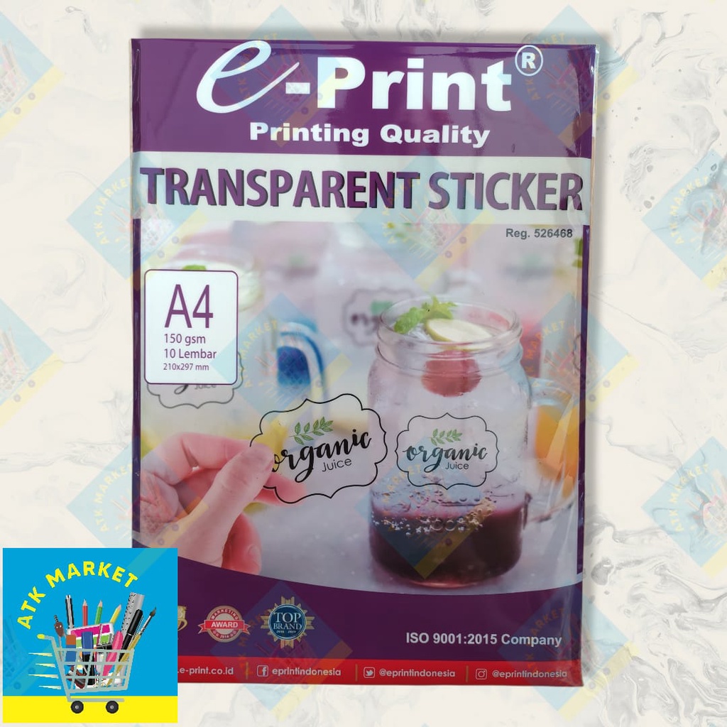 Jual (1pack = 10 LMBR) Kertas Sticker Eprint Transparant Stiker A4 ...