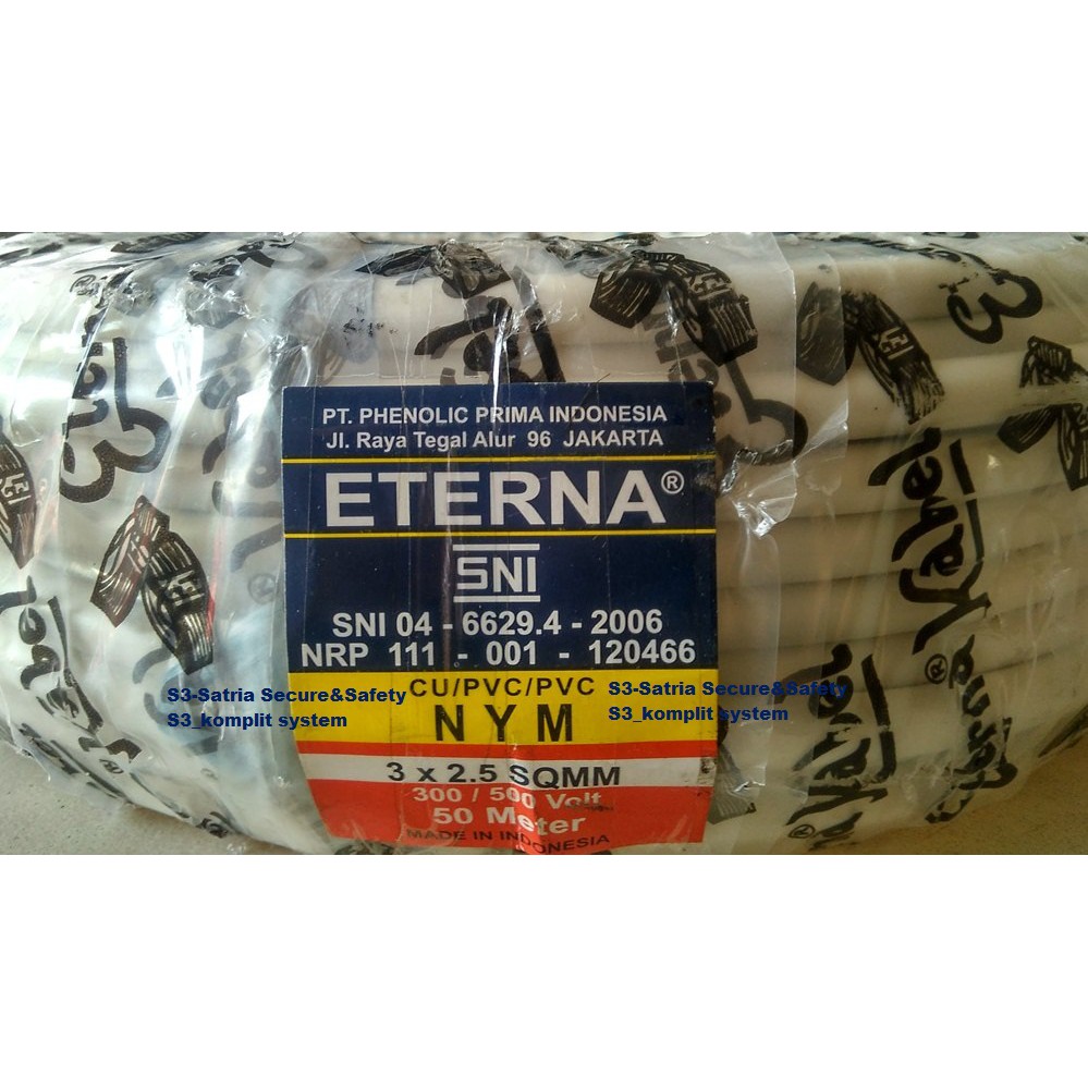 Jual KABEL ETERNA NYM 3X2.5 TUNGGAL / KABEL LISTRIK ISI 3 (METERAN) | Shopee Indonesia