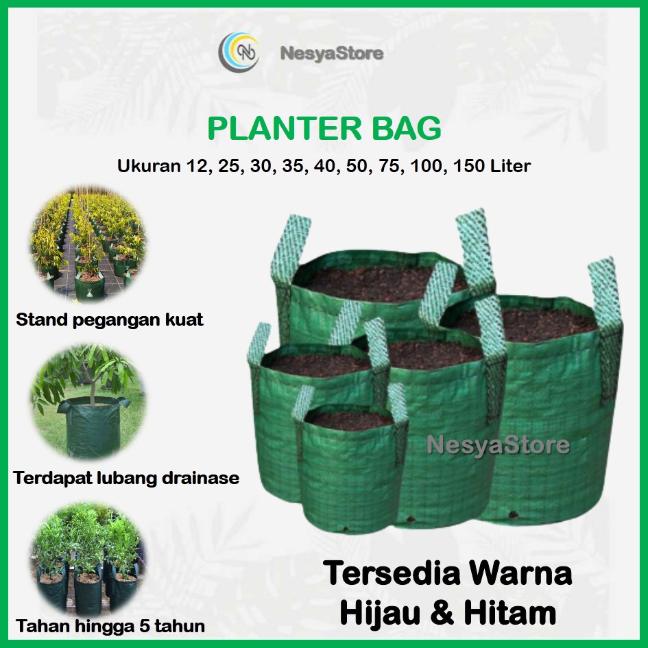 Jual Planter Bag Tanaman Hijau Dan Hitam 4 12 22 32 50 75 100 150 Liter ...