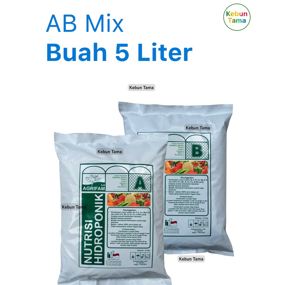 Jual Nutrisi AB Mix Hidroponik Buah Agrifam 5 Liter | Shopee Indonesia