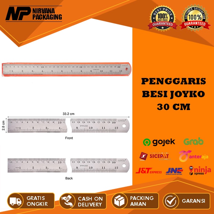 Jual PENGGARIS BESI / GARISAN / RULER 30 CM 30CM JOYKO STAINLESS STEEL ANTI KARAT | Shopee Indonesia