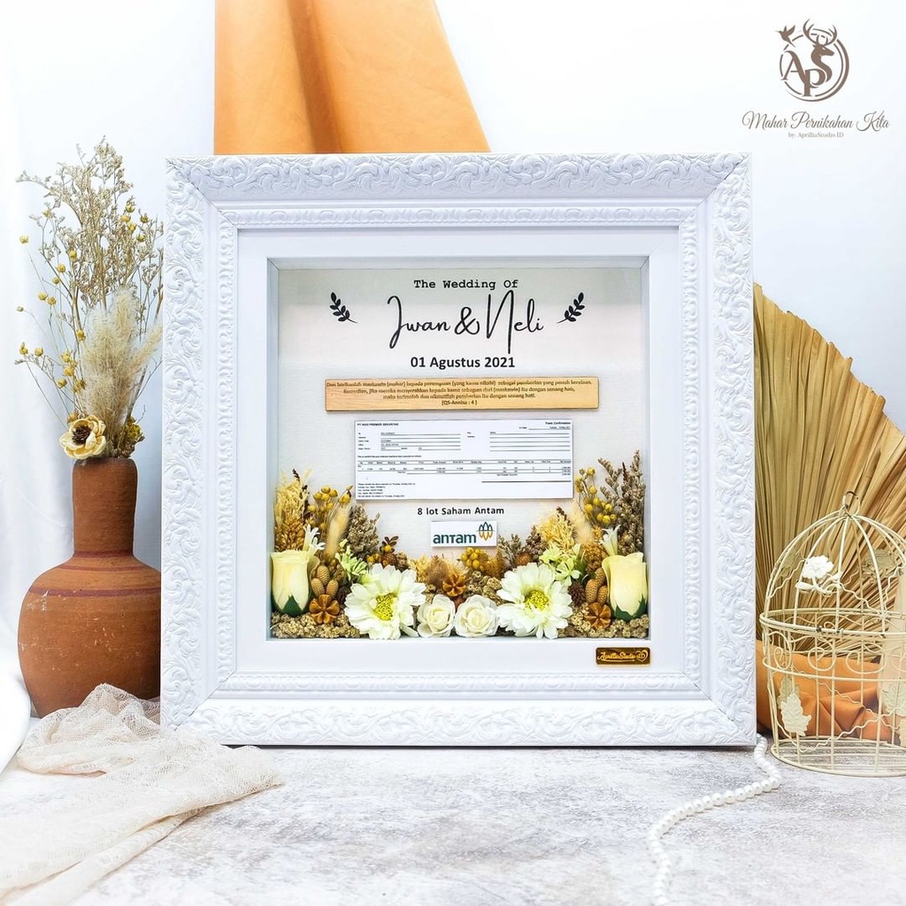 Jual MAHAR PERNIKAHAN BINGKAI LUNARA SAHAM 30x30 cm | Shopee Indonesia