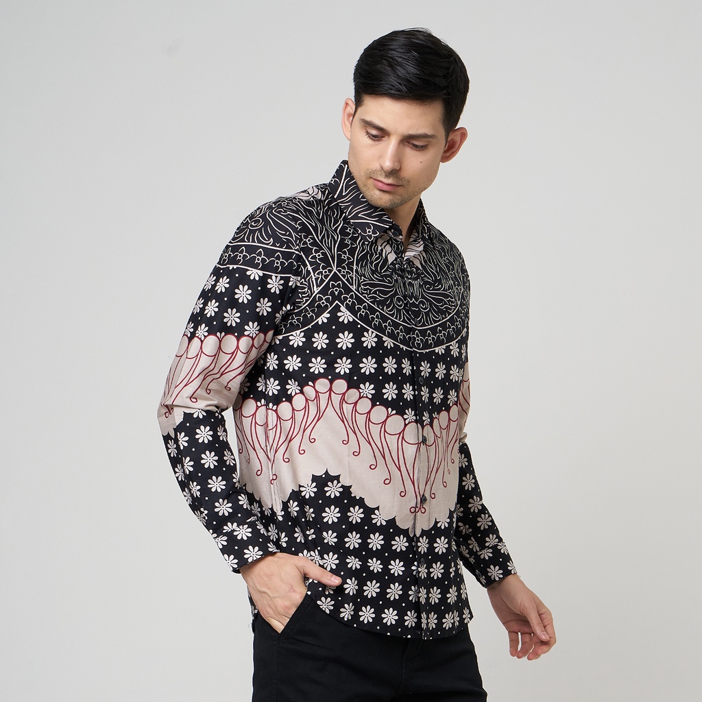 Jual RGB Clothing Company Kemeja Batik Pola Bunga Pria Lengan Panjang ...