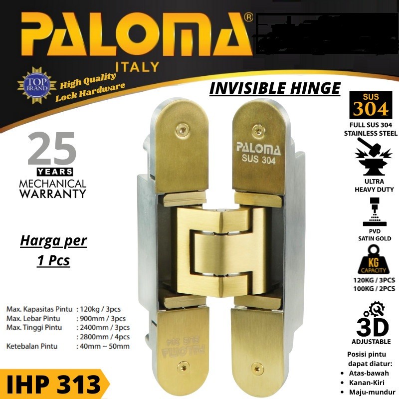 Jual IHP 313 PALOMA INVISIBLE HINGE ENGSEL TANAM PINTU ENGSEL SATIN ...