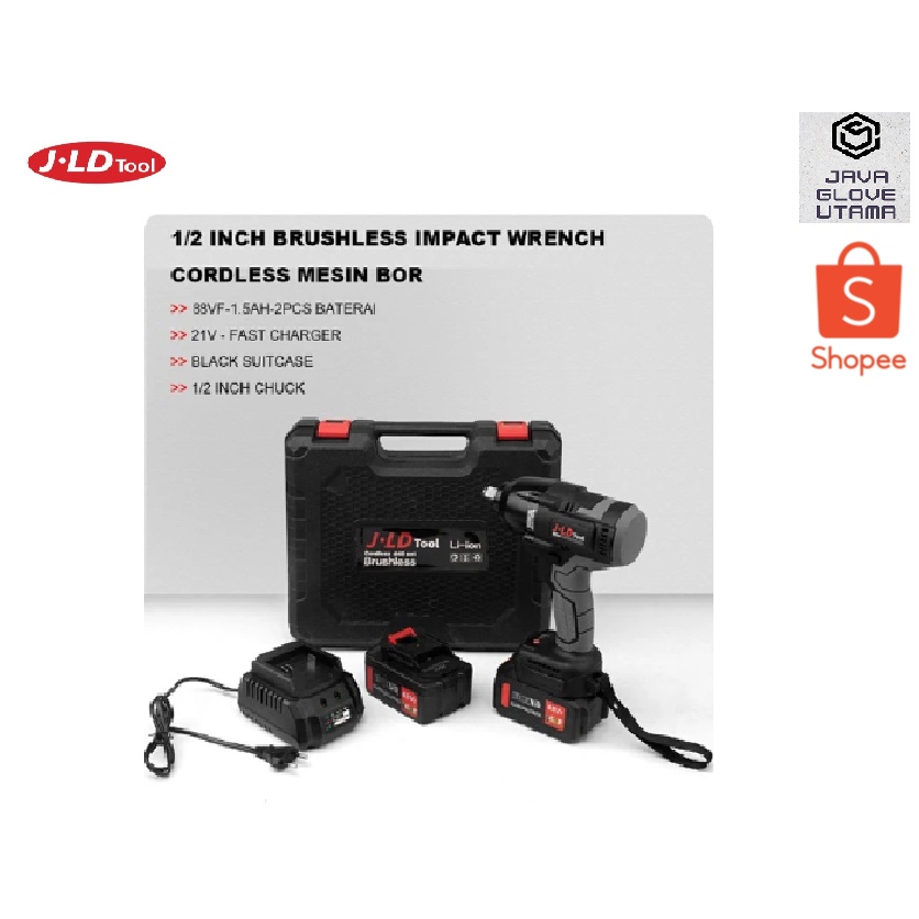 Jual Impact Wrench Cordless Tools JLD 88V 2BATERAI MESIN PEMBUKA BAUT ...