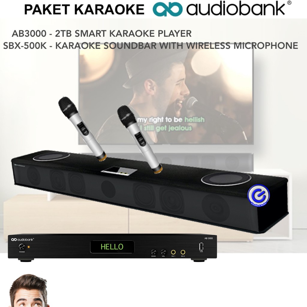 Jual paket Audiobank SBX 500K AB3000 karaoke player soundbar wireless ...