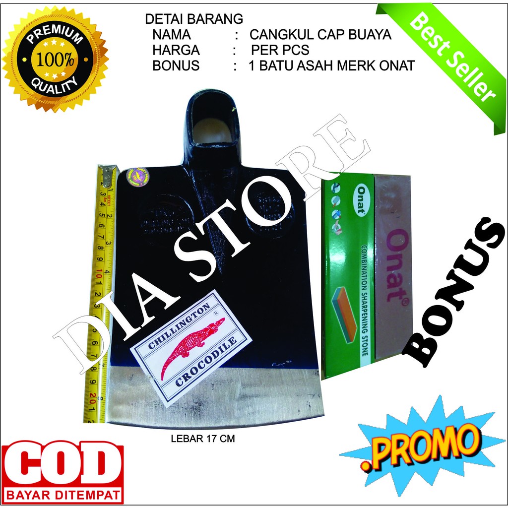 Jual Termurah Alat Bajak Sawah Tajam Cangkul Cap Buaya + BATU ASAH ONAT ...