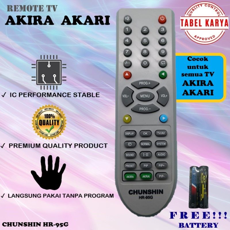 Jual REMOTE REMOT TV TABUNG AKIRA AKARI UNIVERSAL LANGSUNG PAKAI ...