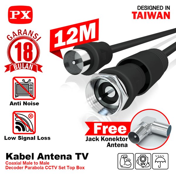 Jual Jual Kabel Antena TV 12m Parabola CCTV Coaxial Cable Male to Male PX Murah | Shopee Indonesia