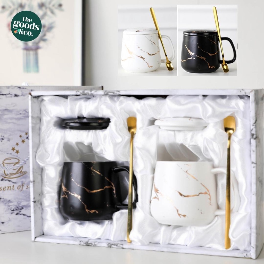 Jual Gelas Couple Marble Mug Set Gift Box Cangkir Couple Mug Set ...