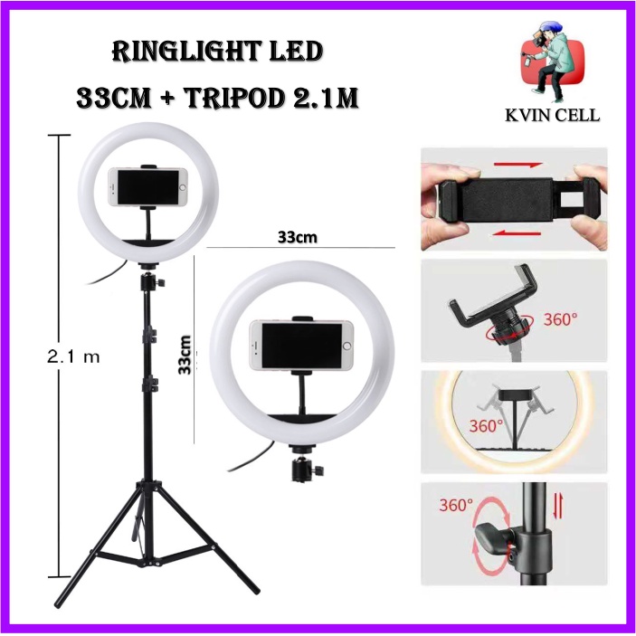 Jual KV Ringlight 33CM + Tripod 2.1 Meter Ring light Tripod Lengkap ...