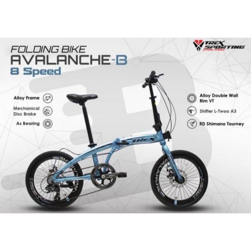 Jual Sepeda Lipat 20 Trex Avalanche B 8Sp Aloy Cakram | Shopee Indonesia