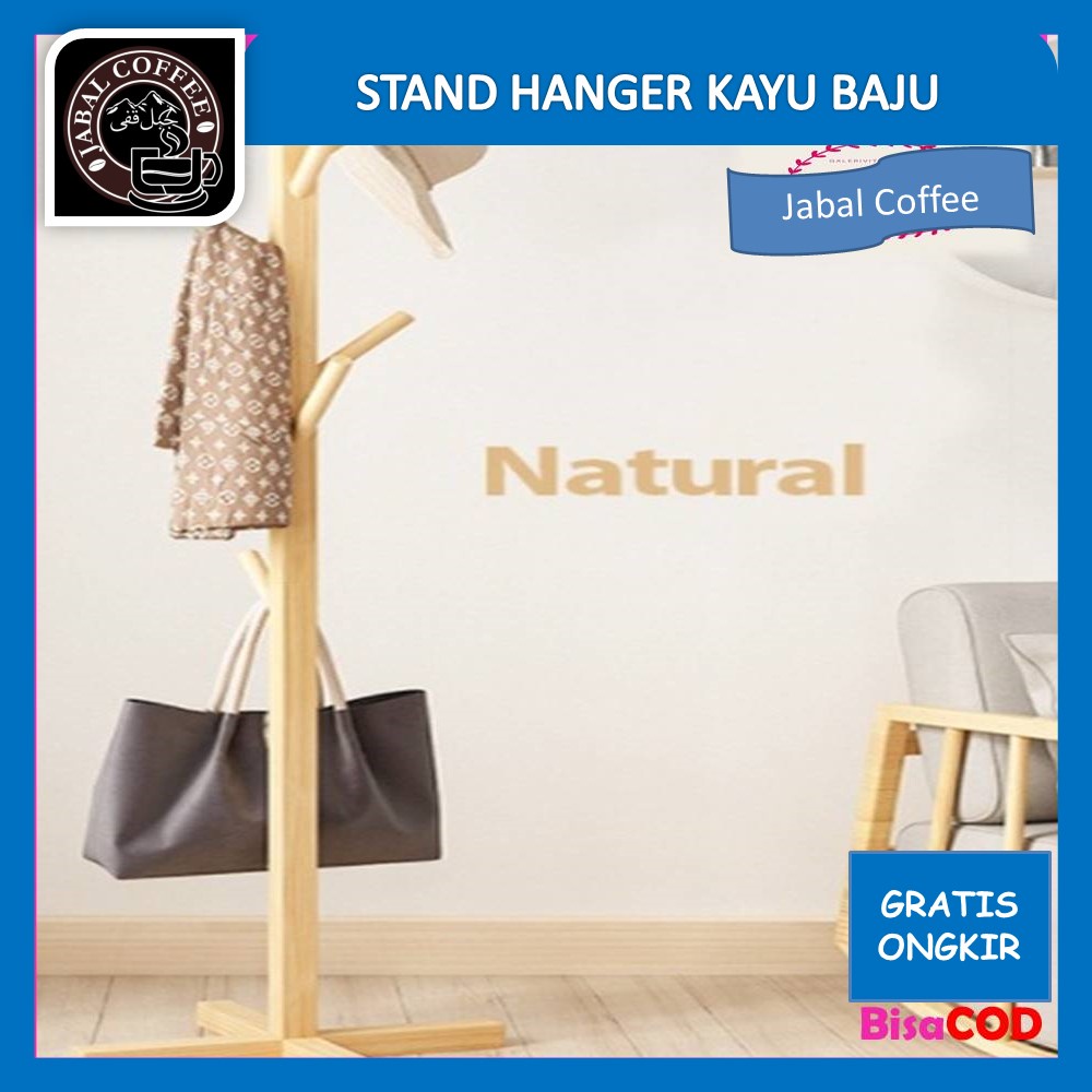 Jual Gantungan Baju Topi Tas Aesthetic Clear Gloss / Stand Hanger Kayu ...