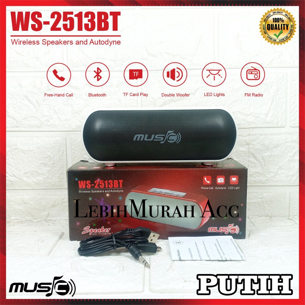 Jual Speaker Bluetooth WSTER WS 2513 BT Speaker Wireless Portable Speaker Aktif LED Flashlight ...