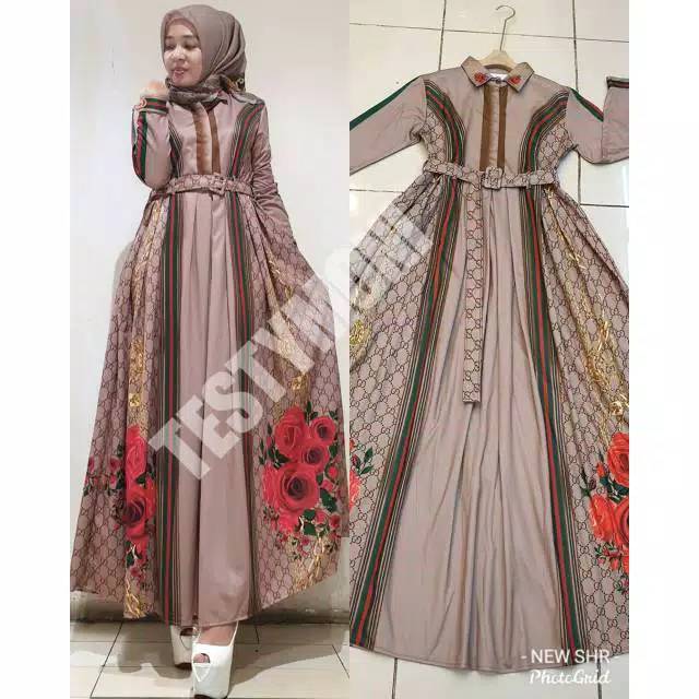 Jual Gamis gucci bukan ori (tanpa jilbab) Biru | Shopee Indonesia