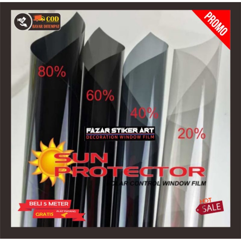 Jual Stiker Kaca Film Riben Warna Hitam Penolak Panas Kaca Film 20% 40% ...