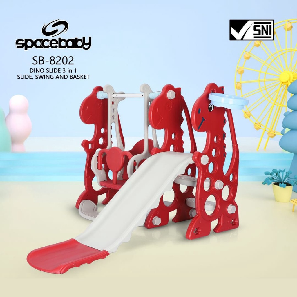 Jual PEROSOTAN MAINAN ANAK DAN AYUNAN SLIDE MODEL DINO SB 8202 (3IN1) | Shopee Indonesia