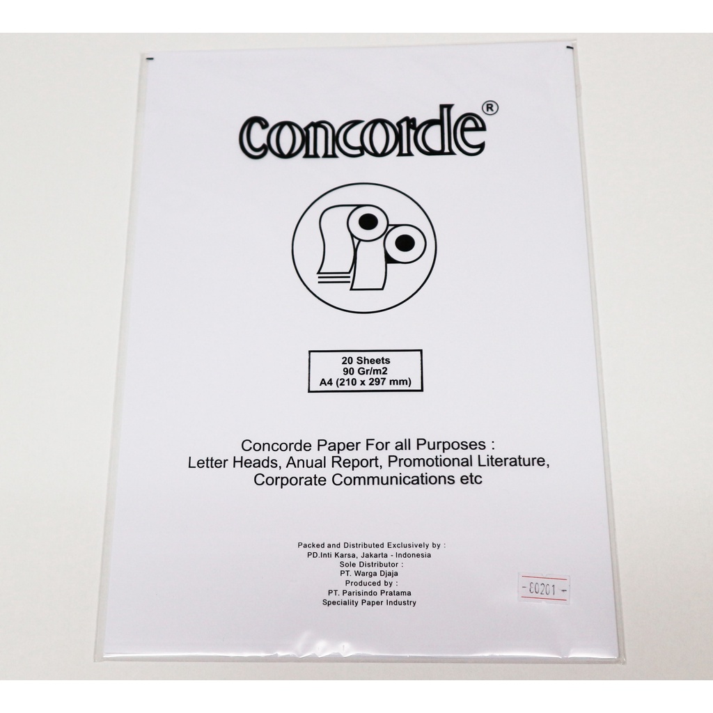 Jual Kertas Concorde Ukuran A4 90Gr Isi 20 Lembar Warna Putih | Shopee ...