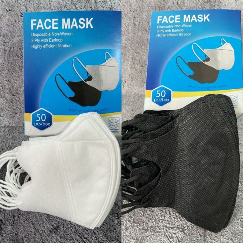 Jual Masker duckbill earloop hitam / putih isi 50pcs | Shopee Indonesia