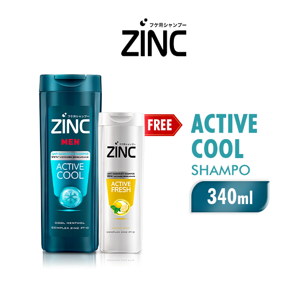 Jual Zinc Men Shampoo Anti Ketombe Active Cool 340 mL | Shopee Indonesia