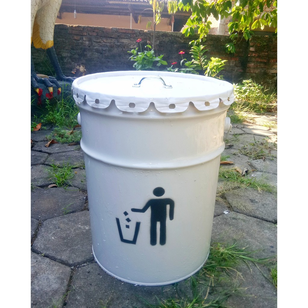 Jual Tong Sampah Ember Besi Besar / Pot Tong Besi 20L Kaleng Variasi ...