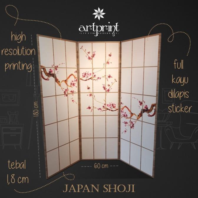 Jual hanya disini] Partisi Ruangan Japan Shoji Sakura 180x60 (3 panel ...