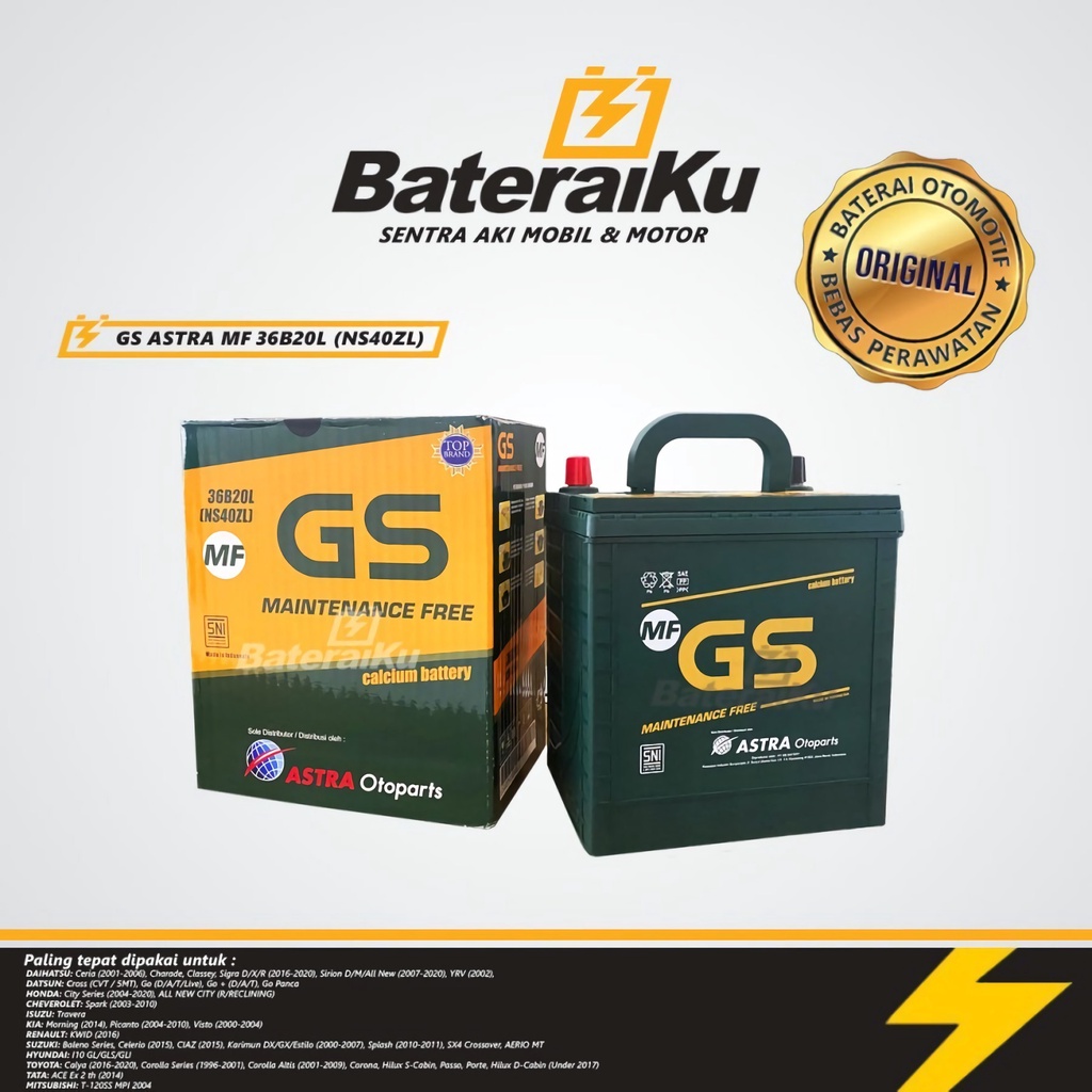 Jual Aki Mobil GS ASTRA NS40ZL MF Untuk Ayla, Brio, Agya, Calya, dll | Shopee Indonesia