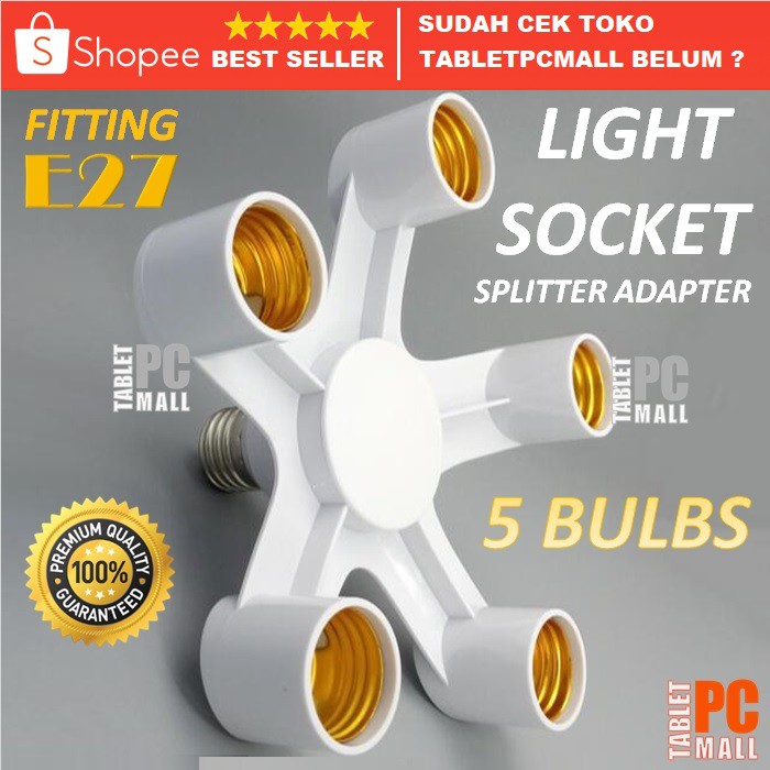 Jual Socket Lampu Splitter Adaptor Fitting E27 Cabang 5 Lampu Bohlam ...